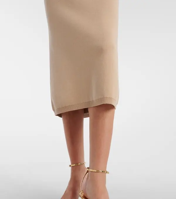 Alessandra Rich Cotton And Cashmere Pencil Skirt