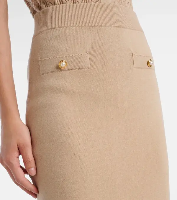Alessandra Rich Cotton And Cashmere Pencil Skirt