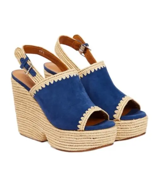 Clergerie Damya Suede Wedge Sandals - Nude
