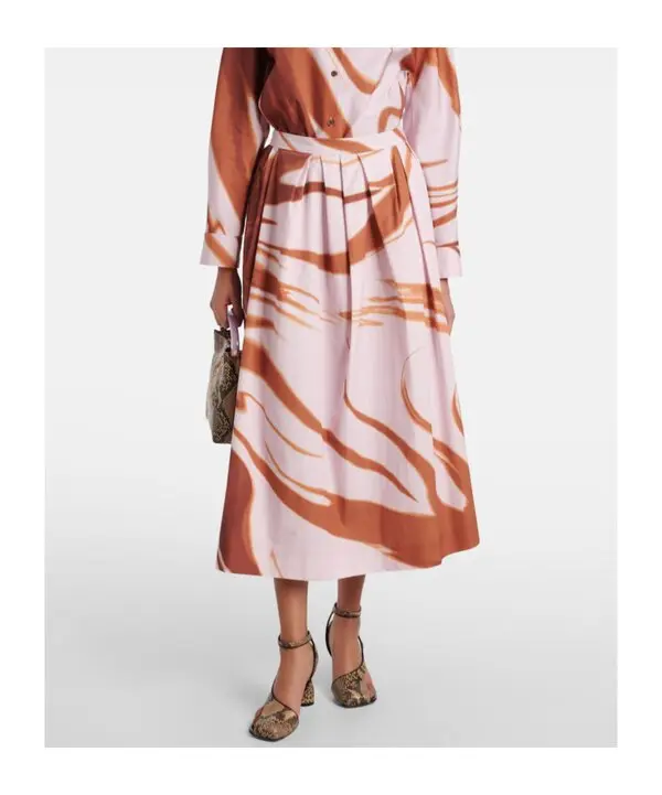 Dries Van Noten Printed Gathered Midi Skirt