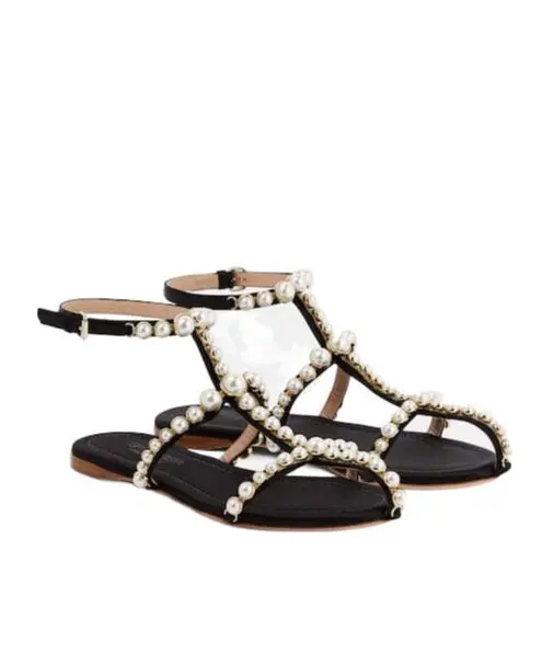 Giambattista Valli Maharani Faux Pearl-embellished Sandals - Black