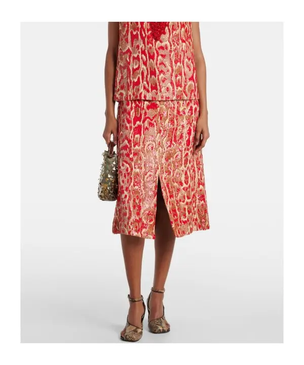 Dries Van Noten Shera Sequined Midi Skirt