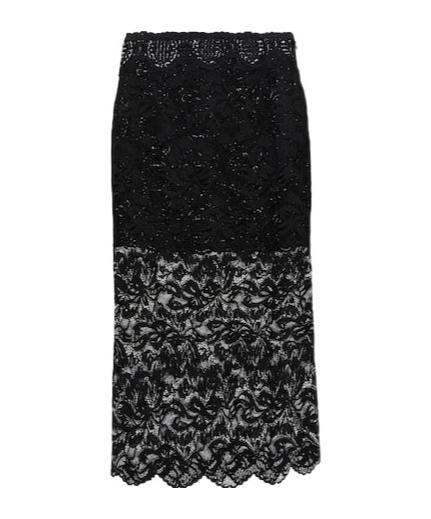 Rabanne Layered Lace Midi Skirt - Black