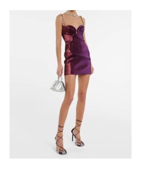AREA Mussel Cup Crystal Embellished Minidress