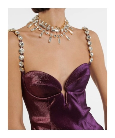 AREA Mussel Cup Crystal Embellished Minidress