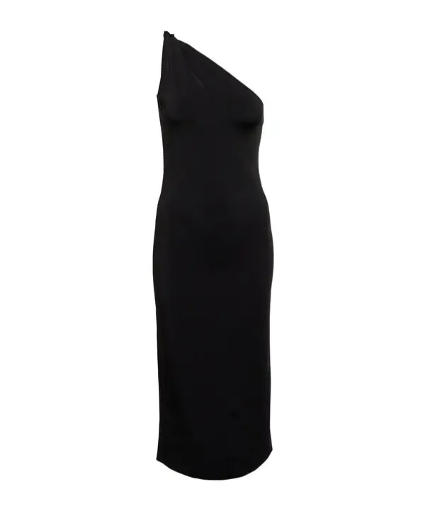 Galvan One-shoulder Knotted Midi Dress