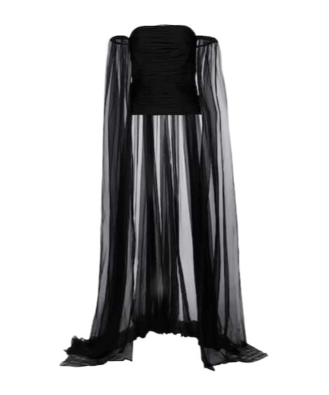 Valentino Garavani Caped Off-shoulder Silk Chiffon Top - Black