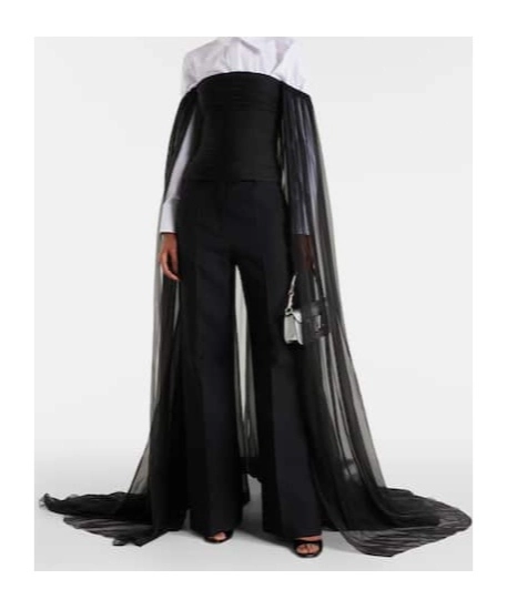Valentino Garavani Caped Off-shoulder Silk Chiffon Top