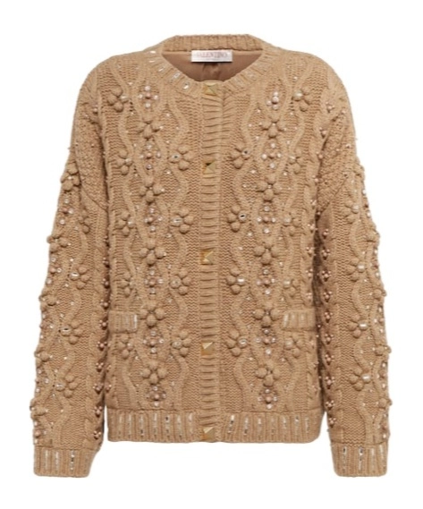 Valentino Garavani Embroidered Wool-blend Cardigan