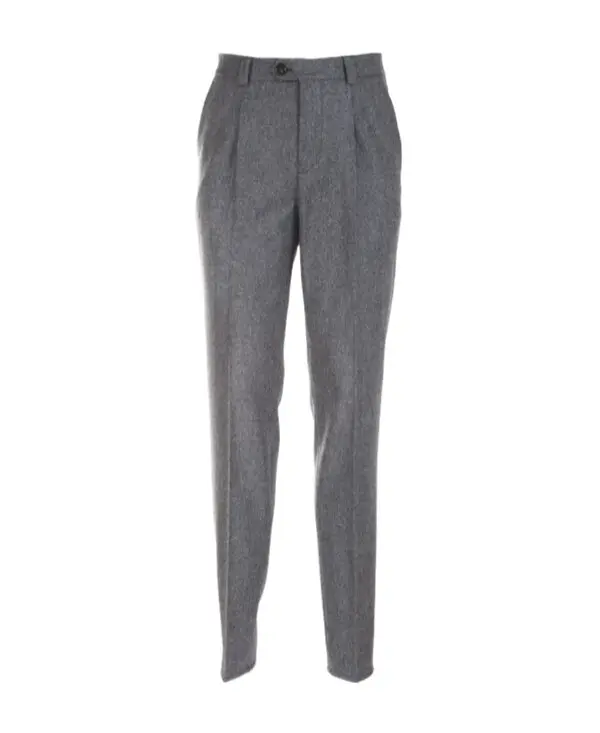Brunello Cucinelli Freshly Cut Wool Flannel Trousers - Gray