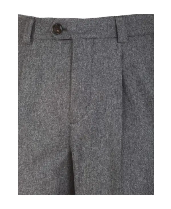 Brunello Cucinelli Freshly Cut Wool Flannel Trousers
