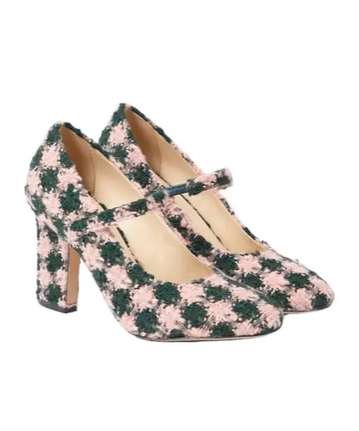 EMILIA WICKSTEAD Orelia Checked Tweed Mary Jane Pumps - Nude