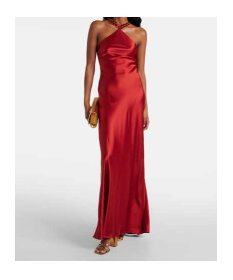 Staud Cadence Beaded Satin Gown