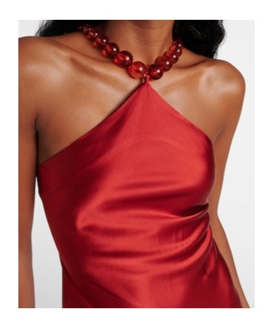 Staud Cadence Beaded Satin Gown