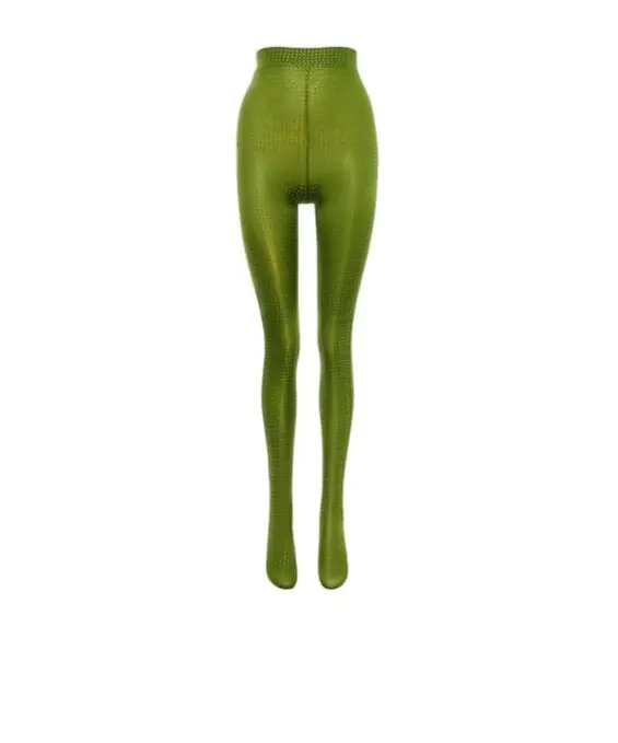 Alex Perry Crystal-embellished Knitted Pantyhose - Green