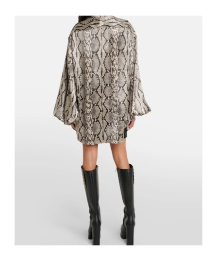 Balmain Snake-print Tie-detail Silk Blouse