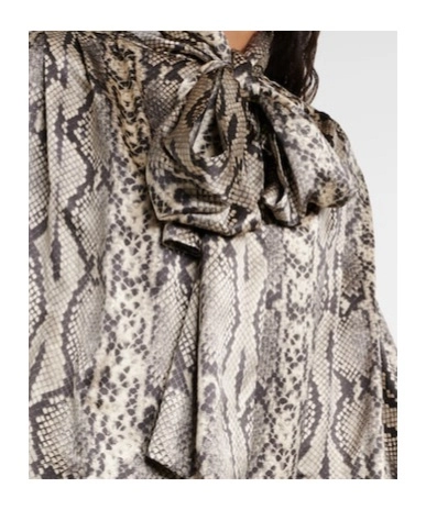 Balmain Snake-print Tie-detail Silk Blouse
