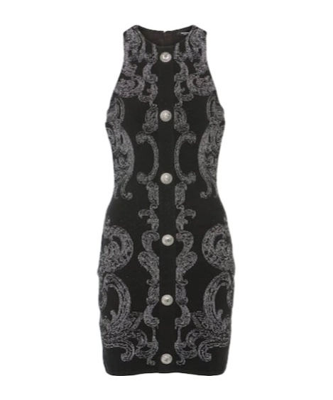 Balmain Paisley Jacquard Gold And Silver Thread Mini Dress - Black