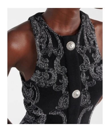 Balmain Paisley Jacquard Gold And Silver Thread Mini Dress
