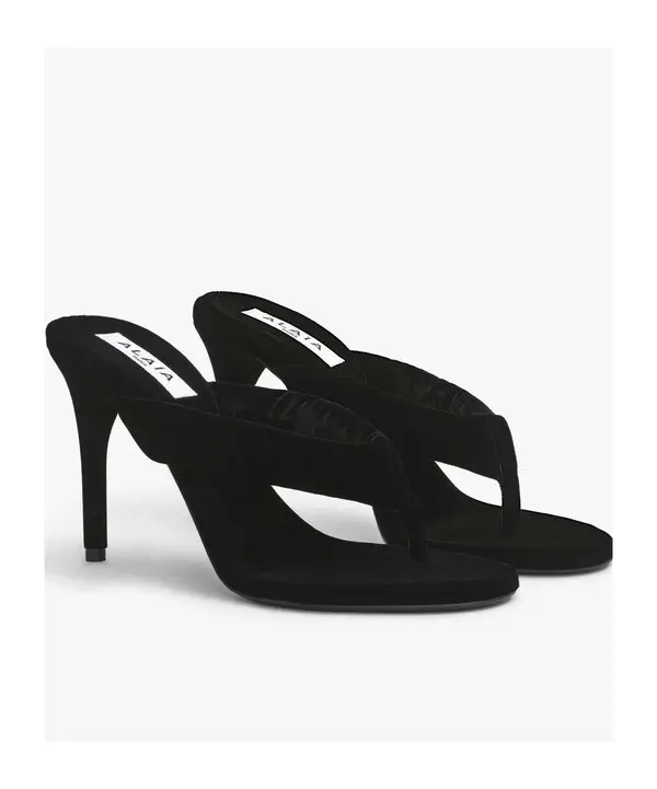 Alaïa 90mm Velvet Thong-strap Sandals
