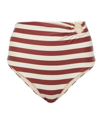 Johanna Ortiz Striped High-rise Bikini Bottoms - Red