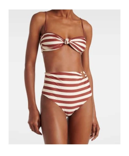 Johanna Ortiz Striped High-rise Bikini Bottoms