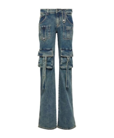 Blumarine Low-rise Denim Cargo Pants - Blue
