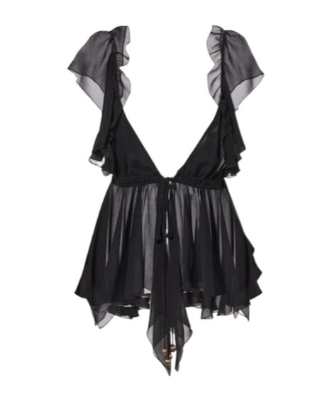 Chloé Gathered Silk Georgette Top - Black