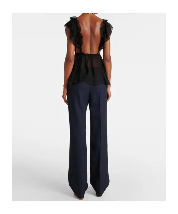 Chloé Gathered Silk Georgette Top