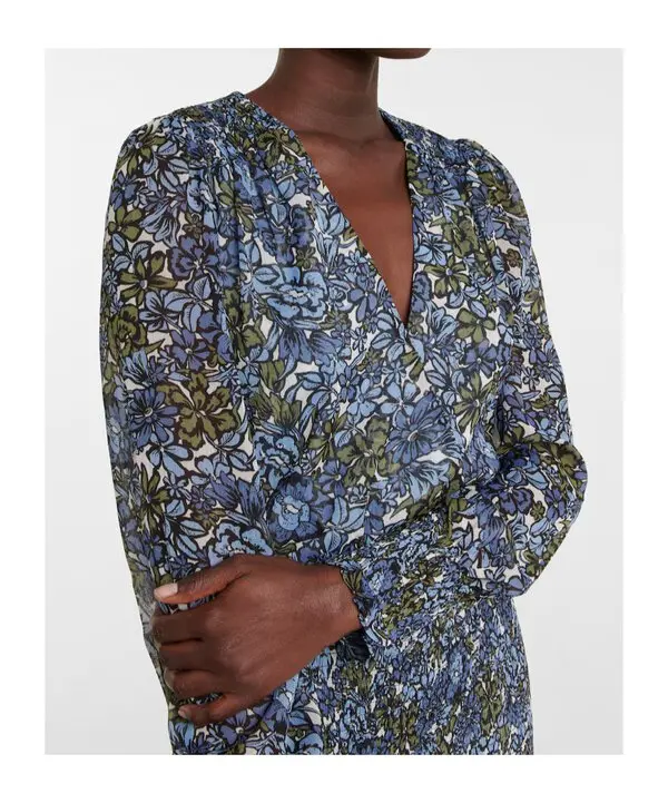 Veronica Beard Floral Print Smocked Mini Dress