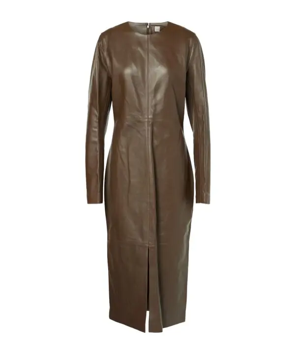 TOTEME Round Neck Long Sleeve Dress - Brown
