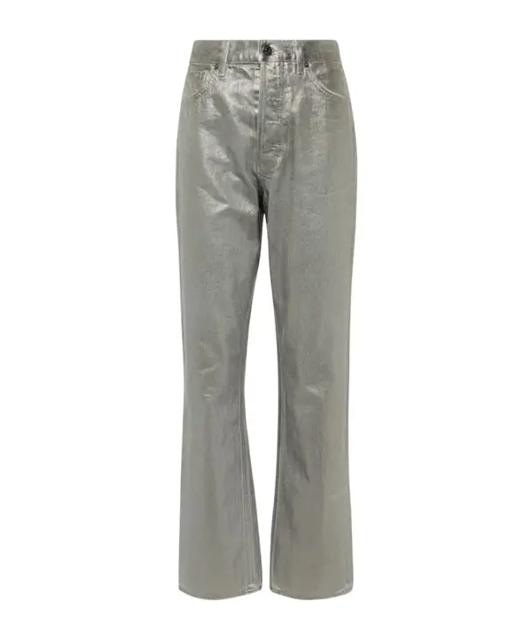 Veronica Beard Daniela Metallic High-rise Straight Jeans - Gray