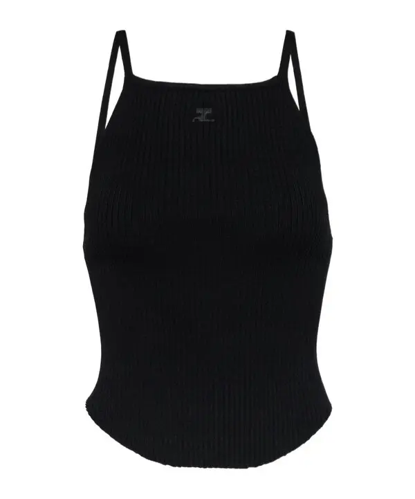 COURREGES Ribbed Knit Tank Top - Black