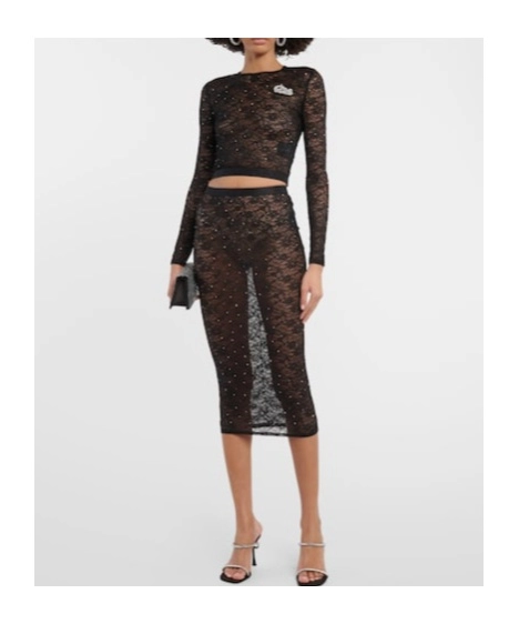 Alessandra Rich Embellished Logo Crop Top