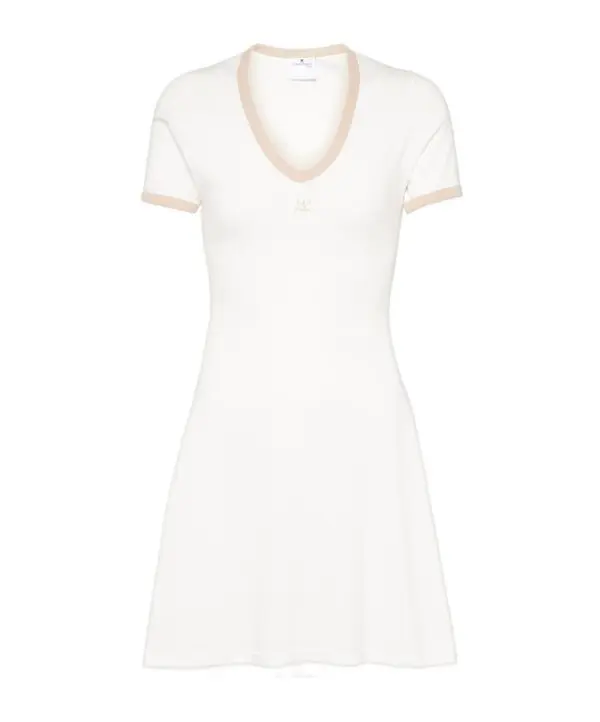 COURREGES Logo Cotton Minidress - White