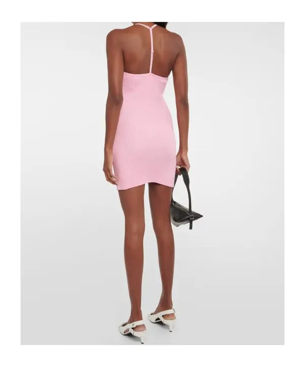 COURREGES Ribbed Knit Mini Dress With Adjustable Straps