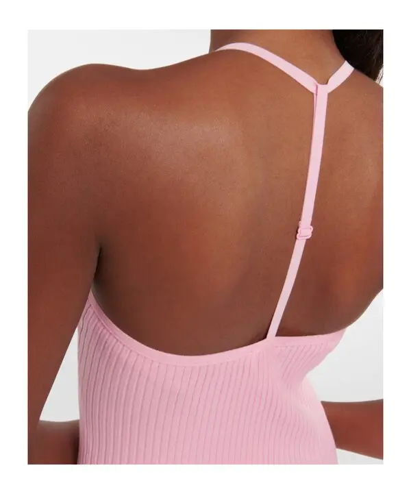 COURREGES Ribbed Knit Mini Dress With Adjustable Straps