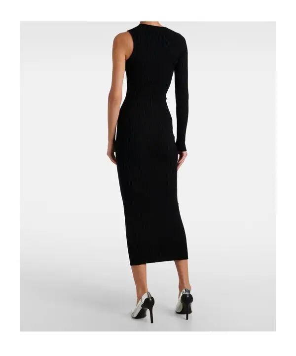 COURREGES Asymmetric Ribbed-knit Midi Dress