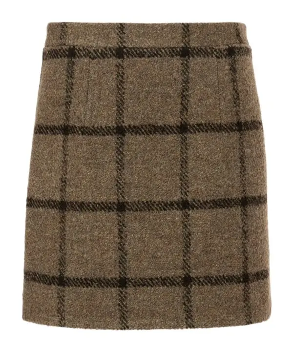 PATOU Check Tweed Mini Skirt - Brown