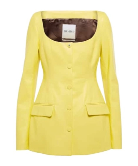 Attico Marie Leather Blazer - Yellow