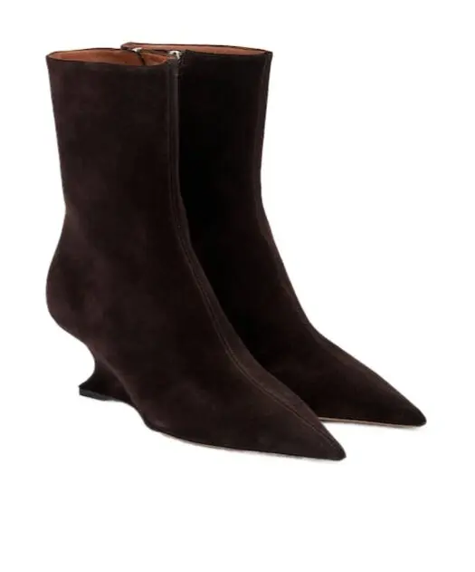 Paris Texas Chunky Heel Suede Ankle Boots - Black