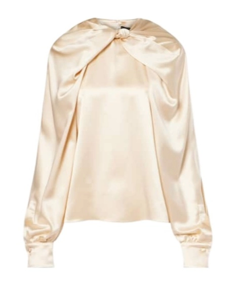Max Mara Elegante Key Torchon Silk Satin Blouse - Nude