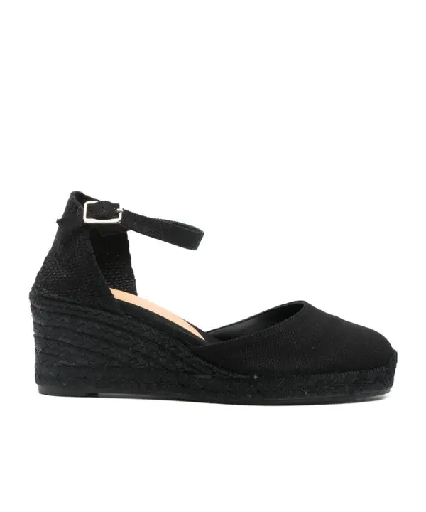 CastaÑer Straw-woven Wedge Heels - Black