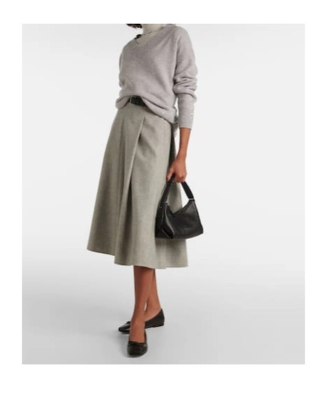 Brunello Cucinelli Wool And Cashmere Flannel Midi Skirt