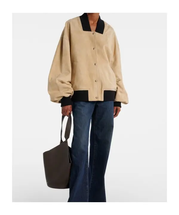 Khaite Spence Suede Bomber Jacket