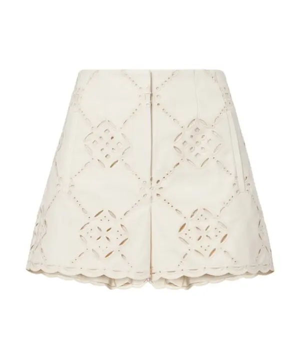Veronica Beard Jazmin Laser-cut Cotton Shorts