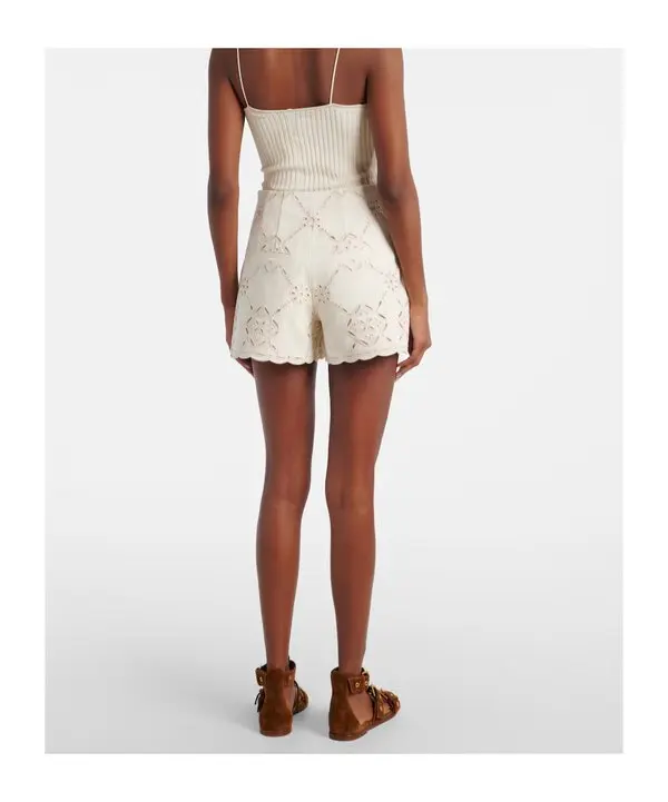 Veronica Beard Jazmin Laser-cut Cotton Shorts