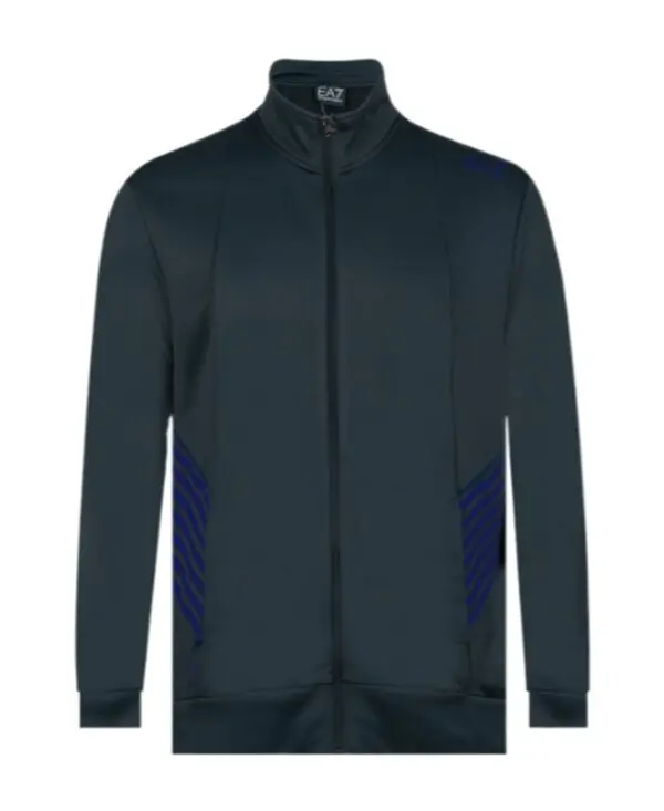 EA7 Logo Zipper Casual Jacket - Black