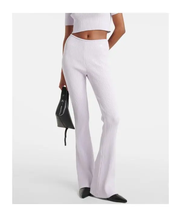 COURREGES Reedition Ribbed-knit Flared Pants