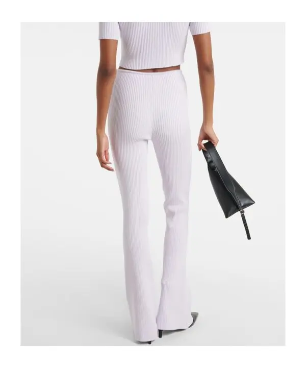 COURREGES Reedition Ribbed-knit Flared Pants